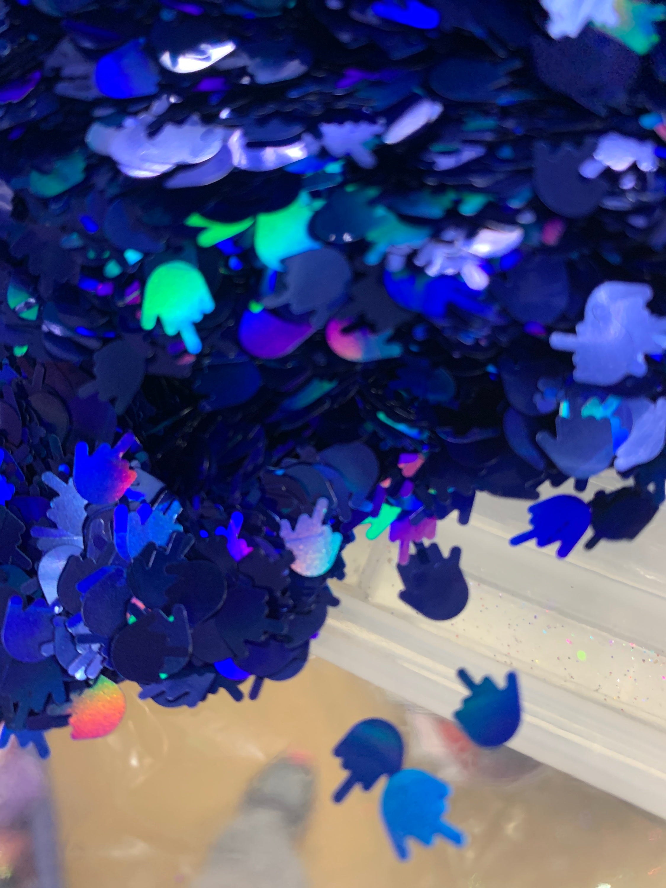 Blue holo middle finger – Itsy Bitsy Glitter